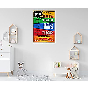 Son, You Are My Favorite Superhero - Artistic Typography Poster, Motivational Inspirational Quote Wall Art Print Great Decor for Kids Childs Bedroom Nursery Decor 16x24 Inch (Unframed)