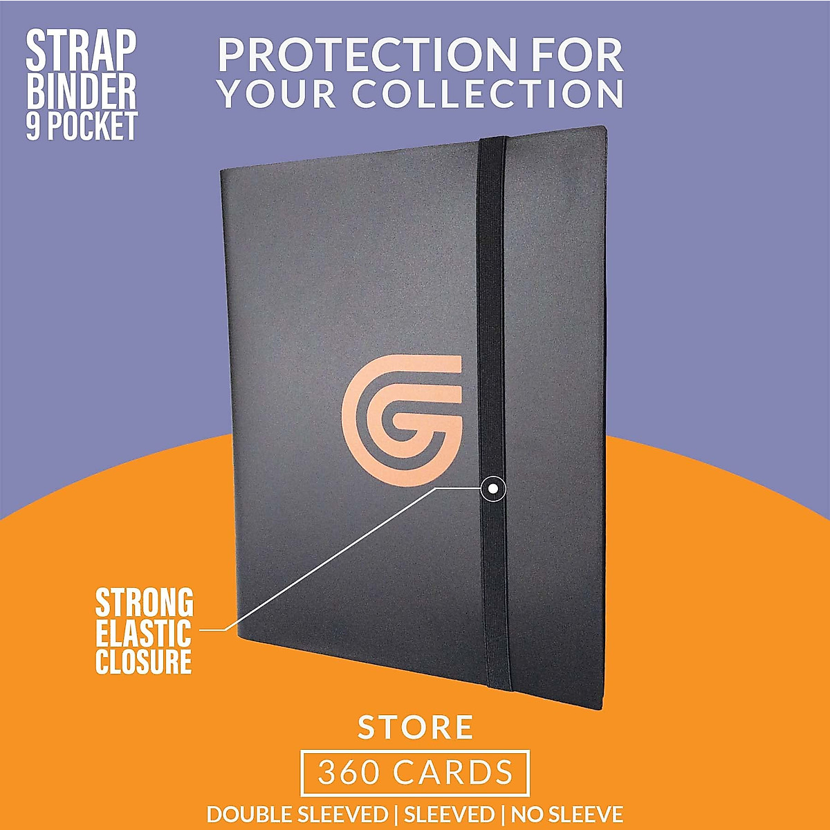 Trading Card Binder - Card Album Folder - Side Loading for TCG (9 Pocket, Black)