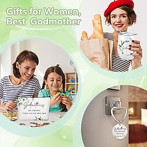 Didaey Set of 3 Godmother Gifts 12oz Stainless Steel Tumblers Godmother Gifts Godmothers Makeup Bags Key Chain for Thanksgiving Wedding Holiday Appreciated Gift(Leaves)