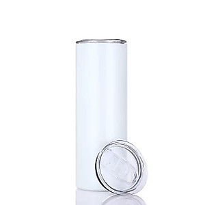 Gteller UV Change Color Sublimation Skinny Tumbler Glow In The Dark, Double Wall Stainless Steel Vacuum Insulated Slim Staight Travel Mug (Blue)