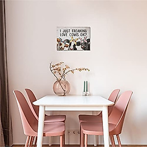 BIWSHA I Just Freaking Love Cows OK Canvas Wall Art Prints Decor for Home Bedroom Living Room Office Farm，Farm Animal Themed Paintings Art Decor 14x11 Inches，Retro Cow Silhouette Art Gifts