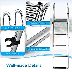 MNHW4 Step Stainless Steel Folding Telescoping Swim Deck Ladder Pontoon Boat Ladder MagnifiQ Ladder Telescoping Ladder Pool ladders for Above Ground Pools Above Ground Pool Ladder Pool Ladder