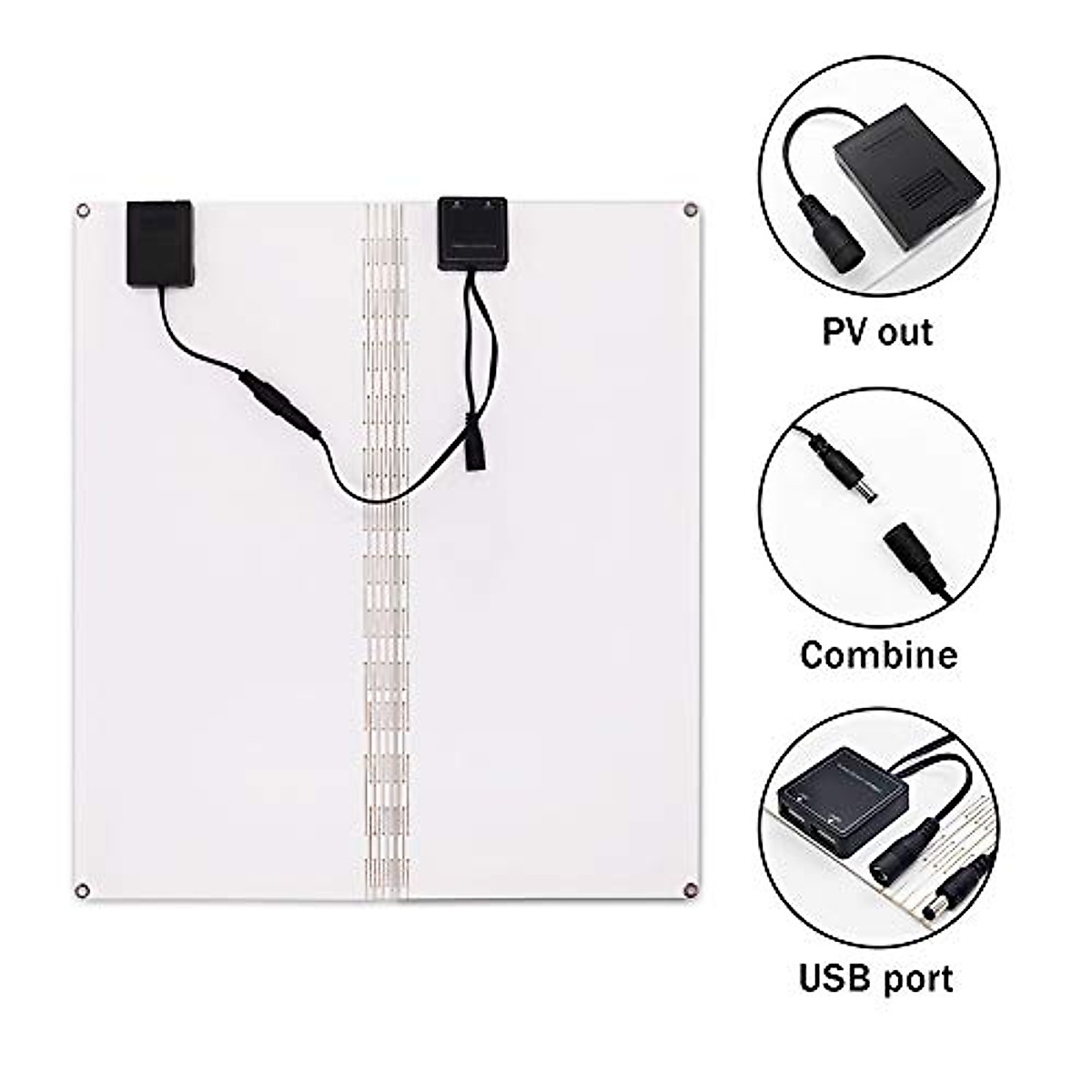 DSJ 20W 12V Solar Panel Charger Kit Ultra Thin Flexible with Connector Charging for Rv Boat Cabin Tent Car (Compatibility with 18V and Below Devices)