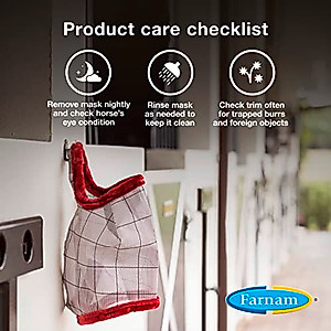 SuperMask II Fly Mask Without Ears for Smaller Horses or Arabian Horses, Full Face Coverage and Eye Protection from Insect Pests, Structured Classic Mesh with Plush Trim, Small Horse/Arabian Size