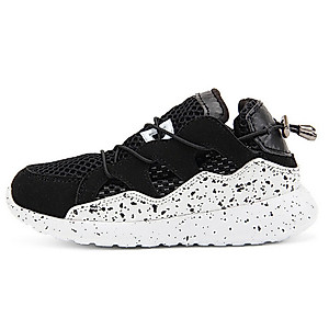 DADAWEN Boy's Girl's Casual Outdoor Mesh Light Weight Running Shoes Sneakers (Toddler/Little Kid/Big Kid) Black US Size 2 M Little Kid