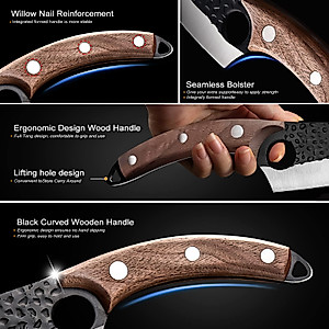 Bicico Butcher Knife, Viking Knife with Sheath, Japanese Hand Forged Meat Cutting Chef Cleaver Portable Survival Bushcraft Belt Knife, Ultra Sharp Kitchen Knife for Outdoor Camping Hunting BBQ