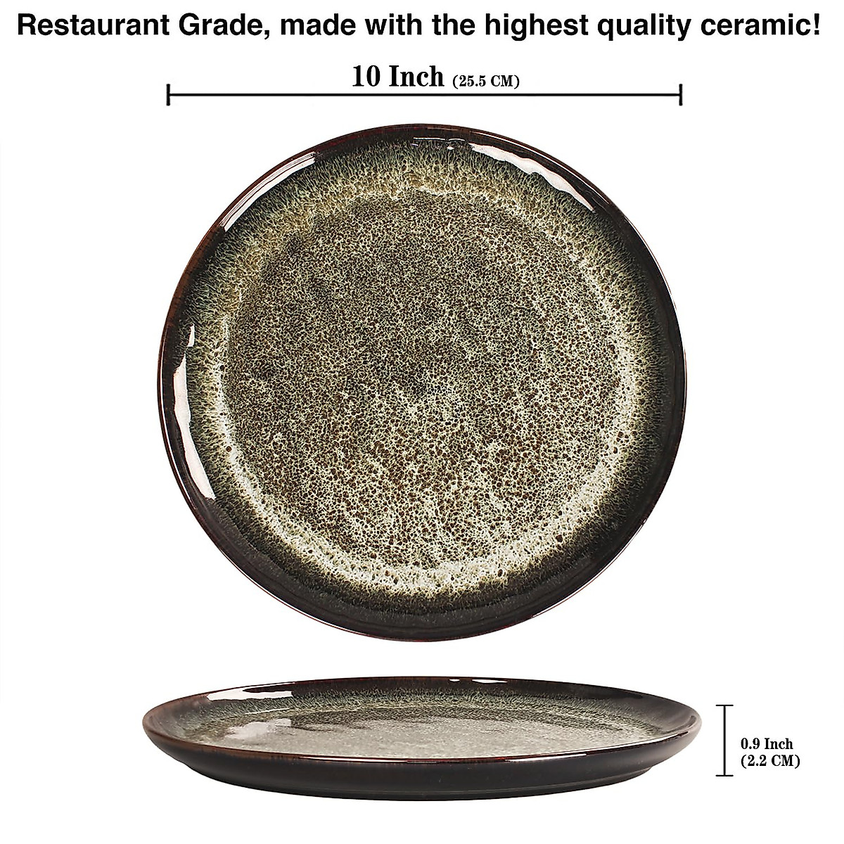 jinsongdafa Ceramic Dinner Plates Dish Set,Set of 4,for Lunch snacks -Microwave Oven & Dishwasher Safe,Scratch Resistant,Dinnerware Kitchen Porcelain Serving Dishes 10 Inch Round