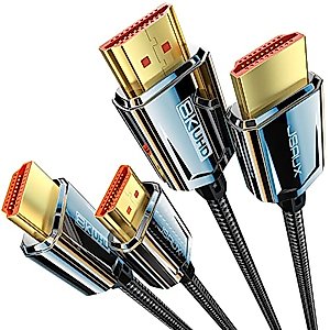 JSAUX 8K HDMI Cable 2.1 6FT 2-Pack 48Gbps Ultra High Speed Braided HDMI Cord(8K@60Hz 4K@120Hz) eARC HDR10 HDCP 2.2 & 2.3 3D, Compatible for PS5/PS4/X-Box/Roku TV/HDTV/Blu-ray/LG/Samsung QLED-Black