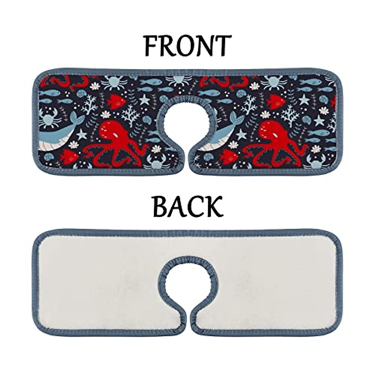 Kitchen Faucet Absorbent Mat 2 Pieces Cute Octopus Fish Crab Faucet Sink Splash Guard Bathroom Counter and RV,Faucet Counter Sink Water Stains Preventer