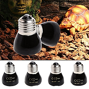 Qupida 25/50/75/100 Watt 110-120 V Mini Reptile Heat Lamp Far Infrared Ceramic Emitter Heater Brooder Appliances Bulb Pet Coop Grow Light(Black) (50 WATT)