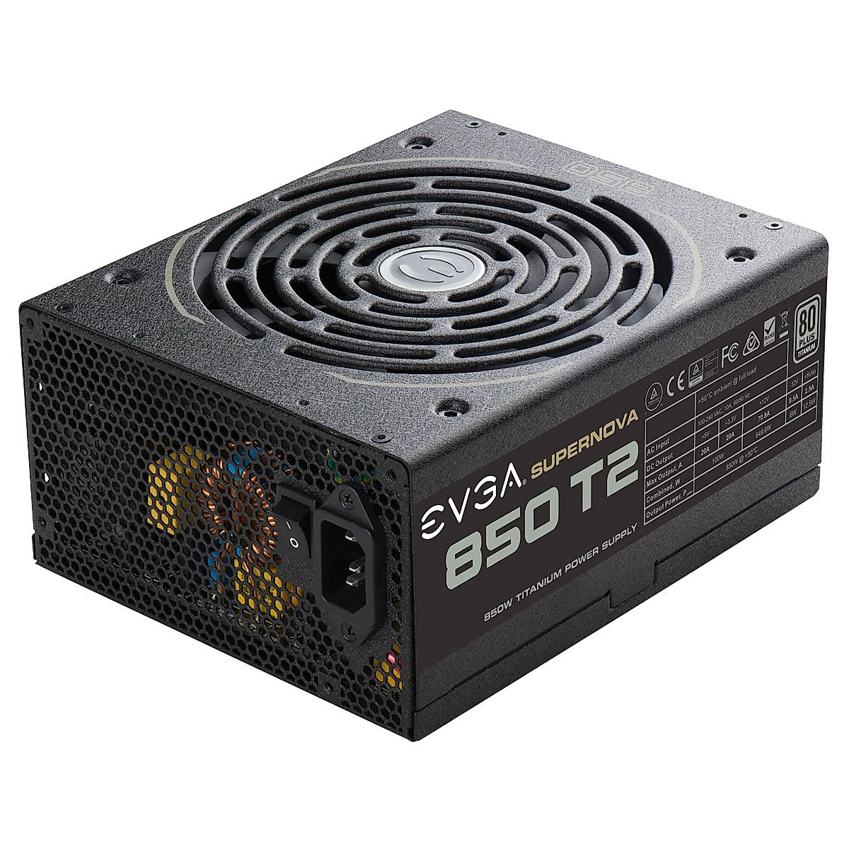 EVGA Supernova 850 T2, 80+ Titanium 850W, Fully Modular, ECO Mode, 10 Year Warranty, Includes Free Power On Self Tester, Power Supply 220-T2-0850-X1, 850 Watt