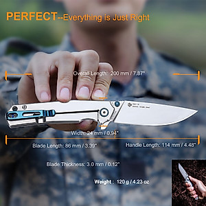 Ruike Tactical Folding Pocket Knife for men,14C28N Stainless Steel Blade,Frame Lock,EDC Small Camping Knives Belt Clip Carry,Lightweight Survival Flipper Microtech Elemental Fishing Gear Tool
