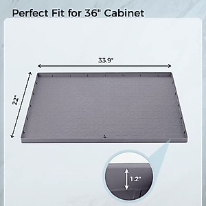 Waterproof Under Sink Mat for 36"Cabinet, Flexible Silicone Cabinet Protection Mat, Under Sink Tray, Drips Leaks Spills Protector, 35x22"Cabinet Liner for Kitchen, Bathroom