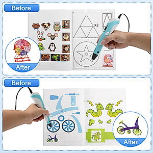 3D Pen Stencils, 20 Pages 40 Patterns 3D Drawing Book Templates, with a Reusable Transparent PVC Drawing Board, 3D Art Pen Accessories for Kids Ages 8-10 and Adults Starter for 3D Printing Pen