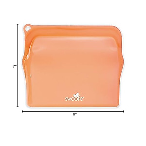 SWOOFE Reusable Silicone Food Bag | Sandwich Size 30 Oz (Coral) | Eco-Friendly | Plastic Free Storage Lunch Bag | Great for Cooking, Sous Vide, or Freezer use | Leakproof, Dishwasher-Safe.