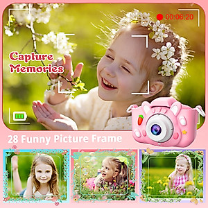 Kids Camera for Boys and Girls, ACIXX Digital Camera for Kids Toy Gift, Toddler Camera Christmas Birthday Gifts for Age 3-12 with 32GB SD Card, Video Recorder 1080P IPS 2 Inch(Pink)