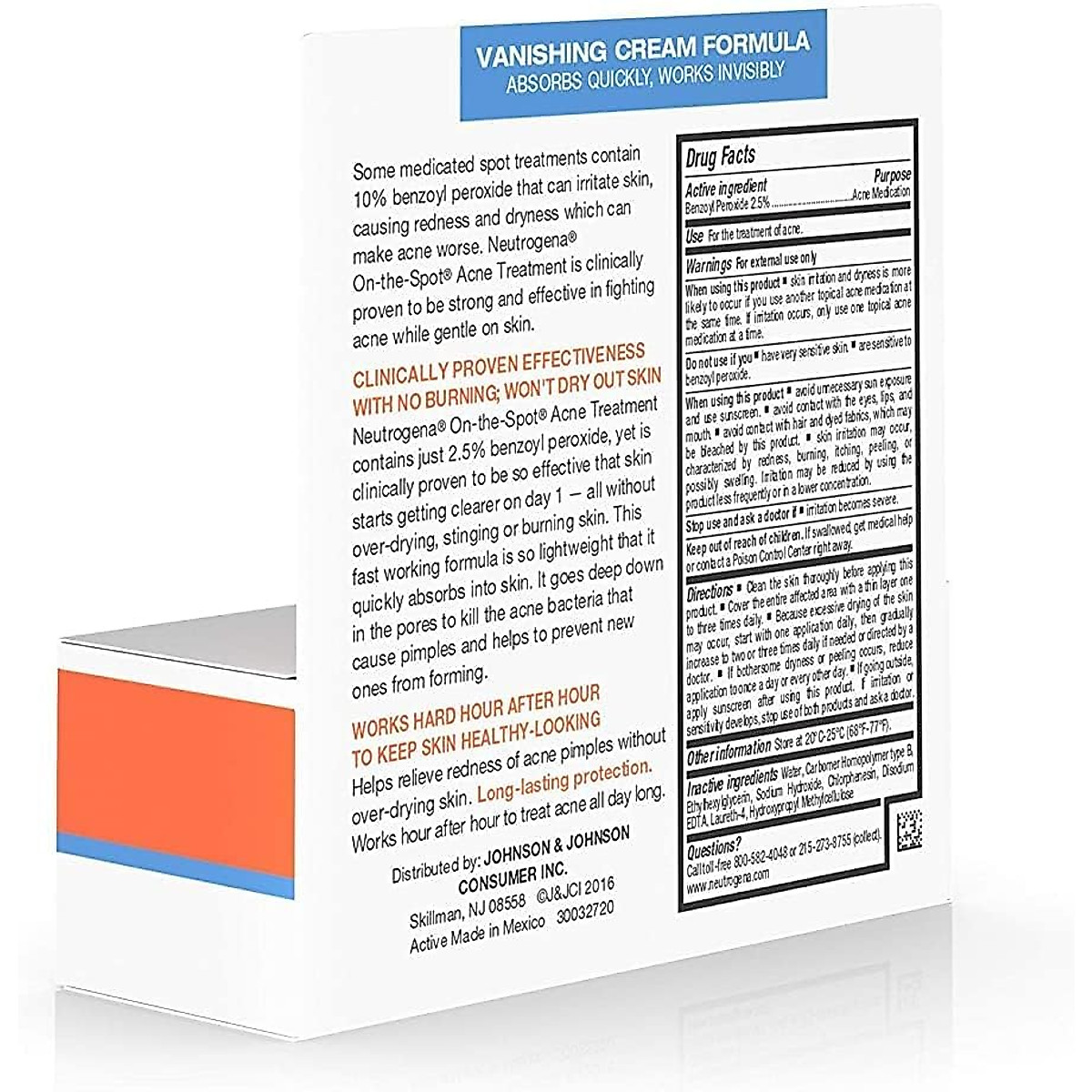 Neutrogena On-The-Spot Acne Spot Treatment with 2.5% Benzoyl Peroxide Acne Treatment Medicine to Treat Face Acne, Gentle Benzoyl Peroxide Pimple Gel for Acne Prone Skin,.75 oz (Pack of 2)