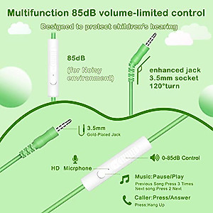 ONITOON Wired 85dB Volume Limited Over-Ear Headset, Foldable and Share Port for Toddler, Child Girls, Boys Travel School Phone Pad PC Tablet (Green)