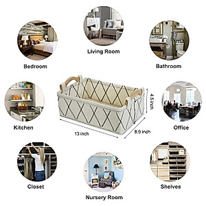 KWLET Storage Baskets for Organizing Toys Small Basket White Basket Felt Fabric Basket Bins for Home Office Closet Bathroom Bedroom Playroom Decorative Bin