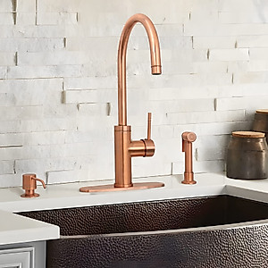 One-Handle Widespread Kitchen Faucet with Side Sprayer (Copper)