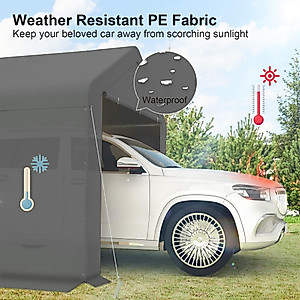 GOJOOASIS Car Port Canopy Tent Carport 10'x20' Car Tent Portable Garage, Tents for Car Waterproof & UV Protected for Wedding, Garden Shelter, Storage Shed (Gray)