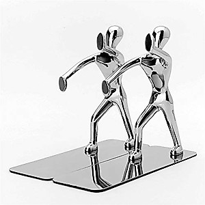 Decorative bookends Creative Office Supplies Stationery Stainless Steel Kung Fu Man Bookends 1 Pair Humanoid Book Bookshelf Non-Skid Bookends Stand bookends