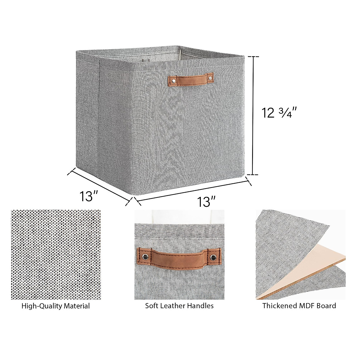 StorageWorks 45L Extra Large Fabric Storage Bins and Storage Box with PU Handles