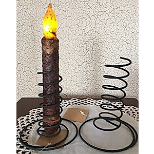 Two Black Wire Spiral Taper Candle Holders Primitive Design Reproduction Springs Home and Garden
