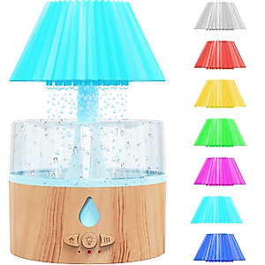 Cloud Humidifiers 260ML Water Drip Umbrella Humidifiers, 7 Colors Mood Light Air Humidifier White Noise Raindrop Humidifiers for Bedroom