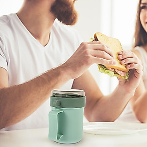 DOITOOL Microwave Soup Bowl with Lid - 34oz Soup Mug Soup Containers with Spoon - Reusable To Go Containers Soup Bowls with Handles for Crunch, Soups, Noodles, Hot Cereal, Hot Coffe and More