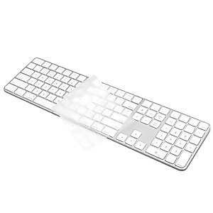 ProElife Keyboard Cover Skin for 2023-2021 Magic Keyboard with Touch ID and Numeric Keypad Model-A2520 U.S Enter Protector 0.12-mm TPU Protector (3 Keys ON The Left of The Space BAR) (Clear)