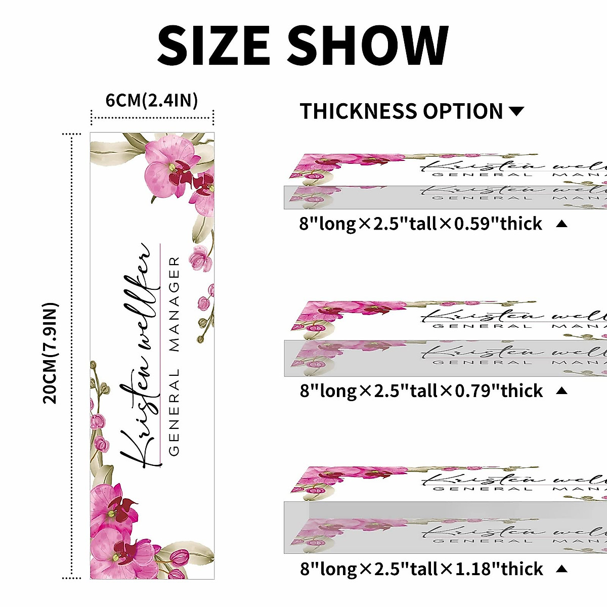 Personalized Office Name Plate for Desk, Custom Employee Appreciation Gifts, Acrylic Desk Name Plate Funny, Desk Decorations Gift, Acrylic Desk Ornaments (Style-Butterfly Orchid)…