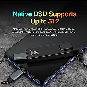 HIDIZS S9 PRO Balanced & Single-Ended Mini HiFi DAC & AMP, 768kHz/32Bit, DSD512 Portable Audio Decoding Amplifier for iPhone iPod Android PC with Windows/Mac OS/iOS/iPad OS System (Black)