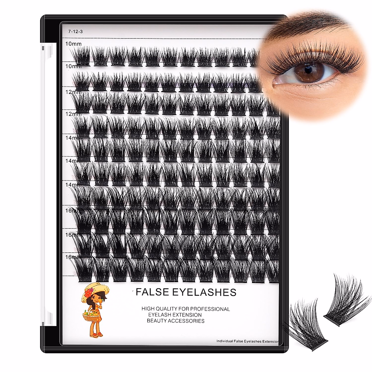 Bodermincer 120pcs 8-10-12-14mm Mixed,10-12-14-16mm Mixed Wide Cluster Clusters Individual Lashes Professional Makeup Individual Cluster EyeLashes Grafting Fake False Eyelashes Eyelash Extension