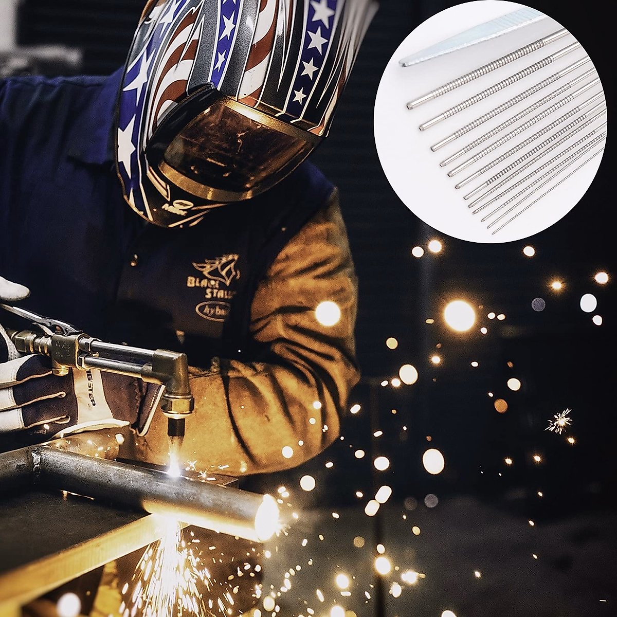 Herain Welding Tip Cleaner, Carb Carburetor Cleaner and Torch Nozzle Tip Cleaner Set for Cleaning Engine Carburetors, Gas Orifices, Sprinklers, Shower Heads(12 Wire Set Plus a Flat File) (1)