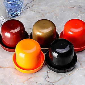 NUOBESTY Dice Cup Set Games Professional Plastic Dot Dices for Liars Farkle Bar Ktv Anti Cheating Dice Box with 5 Dices (Red)