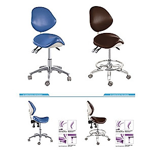 Deluxe Dental Mobile Chair Saddle Doctors Stool Micro Fiber Leather with Circle