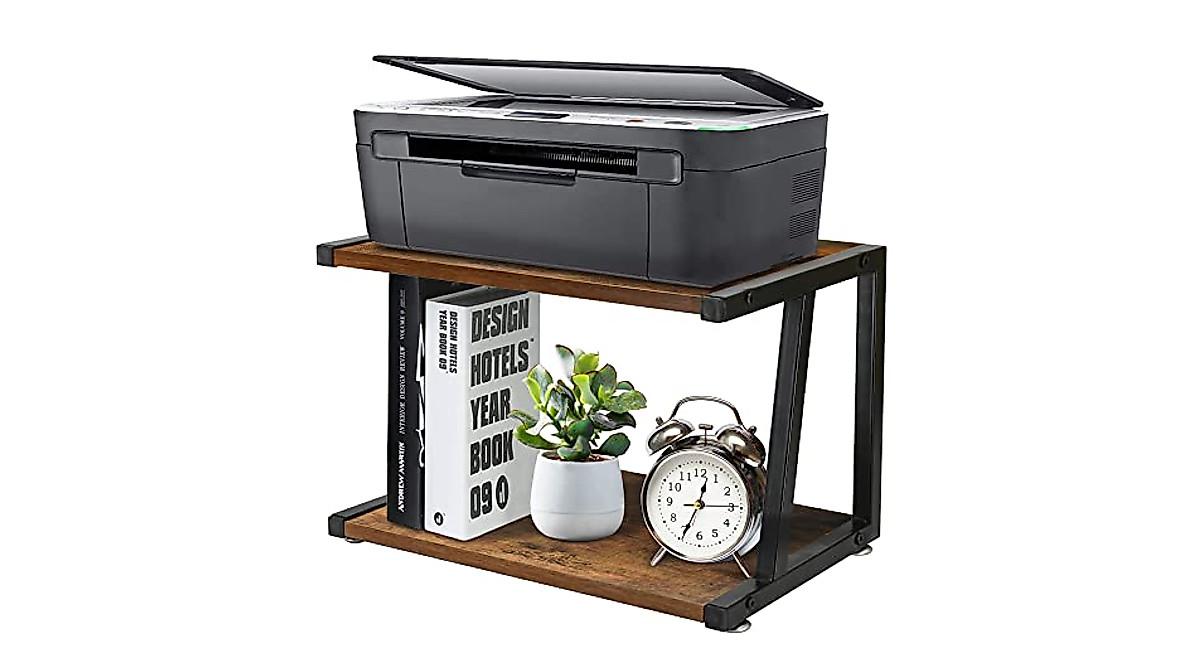 DORAMII Rustic Wood 2-Tier Printer Stand & Desktop Organizer