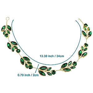 BETITETO Green Bridal Hair Vine Wedding Rhinestone Crystal Headband Headpieces Accessories for Women and Girls