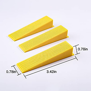 300 Pcs Reusable Leveling Wedges, Tile Leveling System Wedges For 1/8" spacers, 1/16" spacers, 1/32" spacers and Tile Leveling System Kit,for Tile Leveler Installation (300, Yellow)