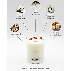 Aluminate Life Luxury Glass Jar Candle, Energy - Red Carnelian Crystal Infused - Scents of Lemon, Grapefruit, & Bergamot - Passion, Confidence, & Vitality - Coconut Wax, Essential Oils, Dr. Developed