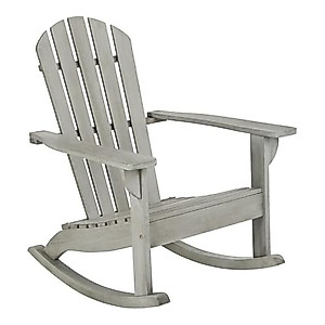 SAFAVIEH PAT7042A Outdoor Collection Brizio Teak Rocking Adirondack Chair