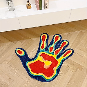 Handmade Palm Rug Shape Tufted Carpet Plush Fluffy Soft Multiple Color Home Decor Living Room Bedroom Room Aesthetic (31.5X31.5 Inch)