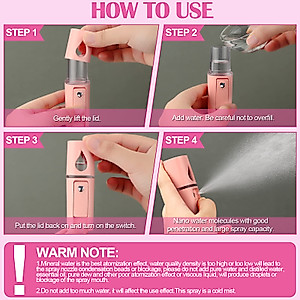 Nano Mist Sprayer Mini Portable Nano Facial Mister Usb Rechargeable Face Mist Steamer with 270 Degree Rotation Lash Mirror & 20ml Visual Water Tank for Makeup Skin Care(Pink)