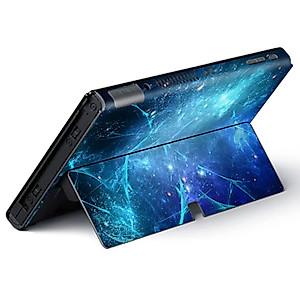 PlayVital Full Set Protective Stickers for Nintendo Switch OLED Model, Customized Vinyl Decal Skins for Switch OLED Console & Joycon & Dock & Grip - Blue Nebula