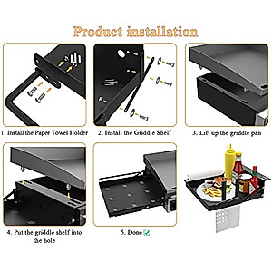 MOASKER New Upgraded Griddle Caddy Shelf for Blackstone 17"/ 22"/ 28" Griddle, Addition Side Rack Storage Tray with Paper Towel Holder, Spatula Holder Organizer for Blackstone Grill Accessories