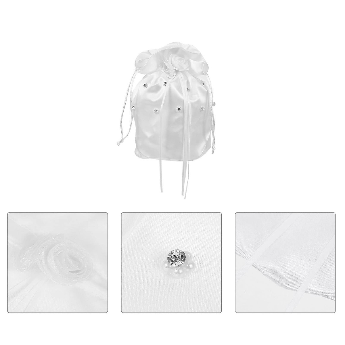 Veemoon Bride Handbag Bridal Handbag Bag White Pearl Bride Drawstring The Flowers Bridesmaid Handbag
