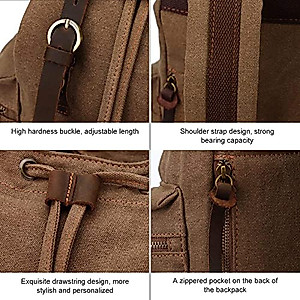 AUGUR High Capacity Canvas Vintage Backpack - for Hiking Travel 12-15.6" Laptop Backapcks for Men Casual Daypacks Rucksack(L-Khaki)