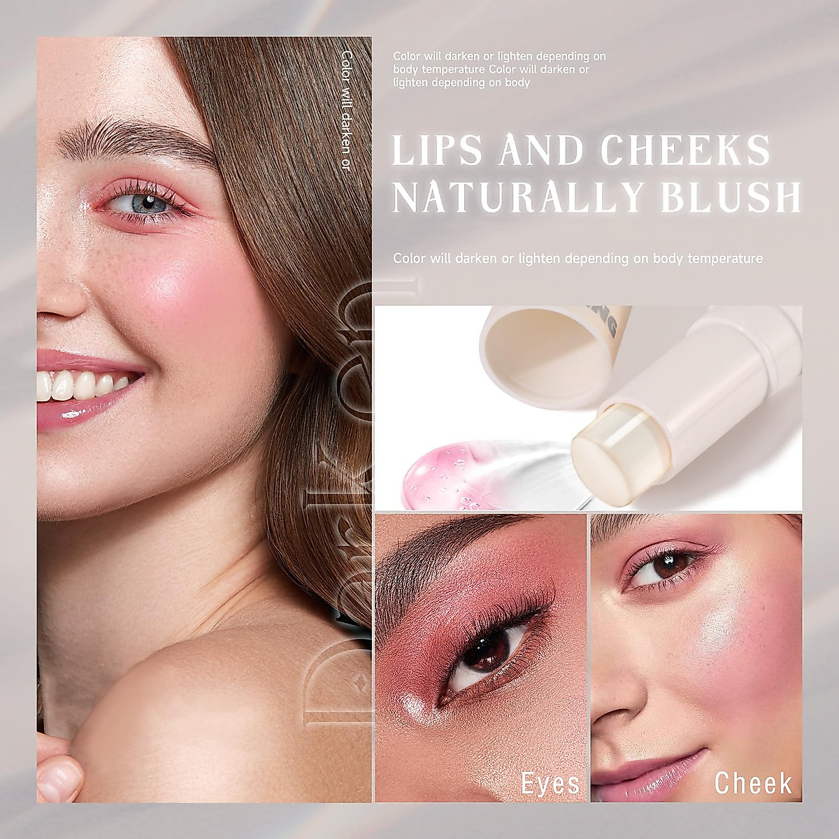 NewBang Color Changing Blush Stick for Cheeks Makeup,Clear Blush PH Temperature Changing Pink Cream Blusher Magic Waterproof Face Stick Multi-Use Lips and Cheek Tint,Matte Finish Natural Lightweight
