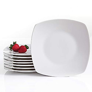 Gibson Home Zen Buffet Dinnerware, 8-Piece Porcelain Dinner Plate Set, White